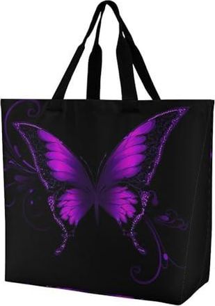 Generic Fleur Papillon Violette Sac &Agrave; Bandouli&egrave;re D&eacute;contract&eacute; Tote Bag Imperm&eacute;able Sac A Main Femme Pour Quotidienne Gym Voyage