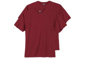Adamo Rundhalsshirt 2er Pack T-Shirts rot &Uuml;bergr&ouml;&szlig;e Adamo Fashion