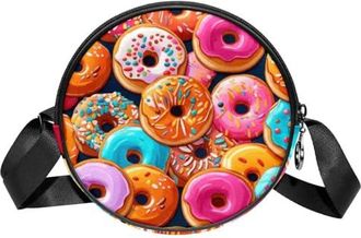 Generic Sac &agrave; bandouli&egrave;re rond pour femme, petit sac &agrave; bandouli&egrave;re avec fermeture &eacute;clair, bretelles r&eacute;glables, sac &agrave; main rond d&eacute;contract&eacute; pour femmes et fill