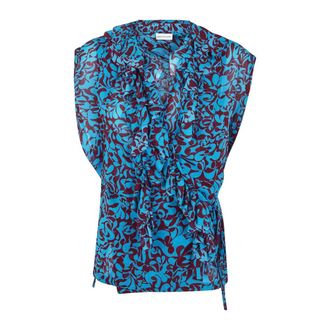 Dries Van Noten Gebl&uuml;mte R&uuml;schenbluse - - Blouses & Shirts - Damen - Blau - XS