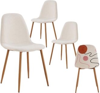 Altobuy Altobuy - wap - Lot de 4 Chaises Motifs Colorés Pieds Effet Bois