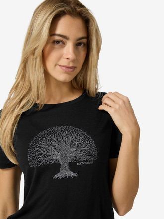 super.natural Print-Shirt Merino T-Shirt W TREE OF KNOWLEDGE TEE geruchshemmender Merino-Materialmix
