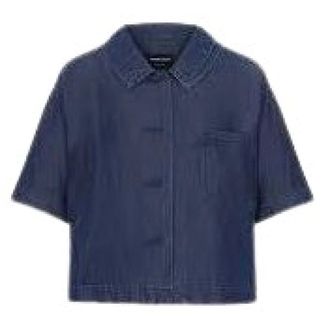 Giorgio Armani Boxy Crop Shirt - - Blouses & Shirts - Damen - Blau - XS