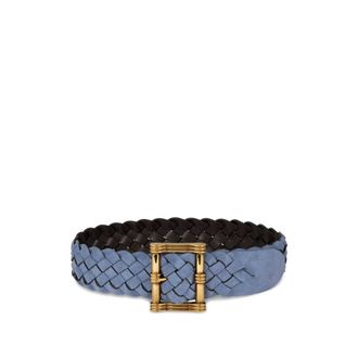 Etro Femme, Accessoires, Bleu, Taille: 75 CM Ceinture r&eacute;versible en daim tiss&eacute; et cuir