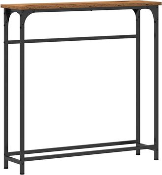 Generic vidaXL Kompakter minimalistischer Beistelltisch in altem Holz mit Metallbeinen | Perfekt f&uuml;r Wohnzimmer und Flur dekorative Seite Glatte Oberfl&auml;che fu