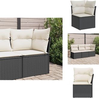 vidaXL Garten-Ecksofa mit Kissen Schwarz Poly Rattan - Outdoor M&ouml;bel - Gartengesetze - Balkonm&ouml;bel - Lounge Set - Ecksofa