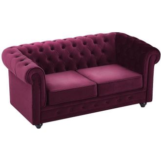 Vente-Unique Vente-unique - Canap&eacute; 2 places velours pourpre chesterfield