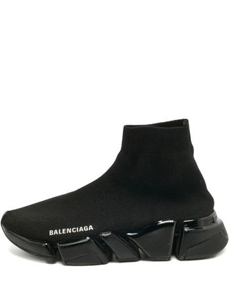 Balenciaga baskets &agrave; design sans lacets Speed &agrave; d&eacute;tail de logo - Noir
