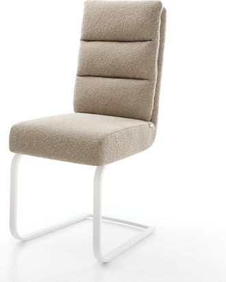 DELIFE Freischwinger Pela-Flex Boucl&eacute; Schlamm Freischwinger flach Wei&szlig; Taschenfederkern, Esszimmerst&uuml;hle