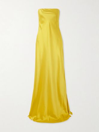 CHRISTOPHER ESBER Filo Tr&auml;gerloses Maxikleid Aus Seidensatin - Gelb