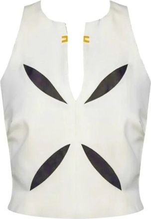 Elisabetta Franchi Femme, Tops, Multicolore, Taille: 36 FR Top en cr&ecirc;pe l&eacute;ger avec d&eacute;coupes bicolores