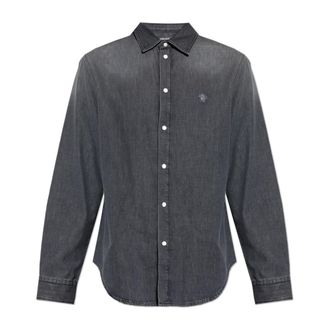Versace Denimhemd mit Patch - - Shirts - Herren - Grau - L