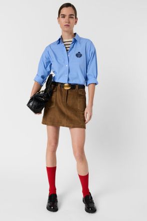 Gerard Darel Chemise en coton uni &agrave; blason - ALIX - Bleu ciel