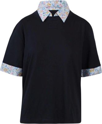 N&deg;21 Femme, Tops, Bleu, Taille: 40 FR T-shirt &agrave; Col avec D&eacute;tails Contrast&eacute;s