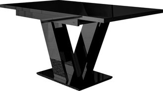 Mirjan24 Tisch für Esszimmer Atraks, Rechteckiger Esstisch, Praktischer Auszugstisch, Küchentisch, Esszimmertisch, Ausziehtisch (Schwarz Hochglanz)