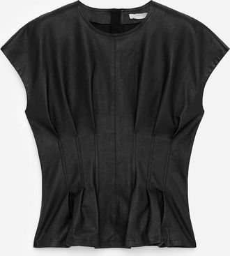 Arket Lederoberteil Mit Falten -Schwarz