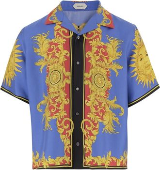 Versace Homme, Chemises, Multicolore, Taille: XL Chemise Imprim&eacute;e en Twill de Soie