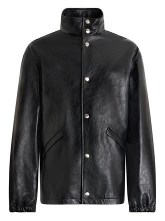 Bally Lederjacke mit Druckknöpfen - Schwarz