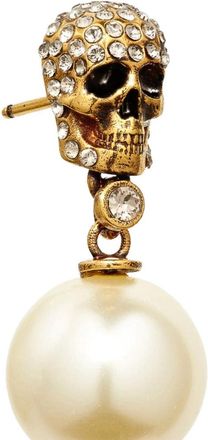 Alexander McQueen Crystal Skull Drop Earrings - Gold