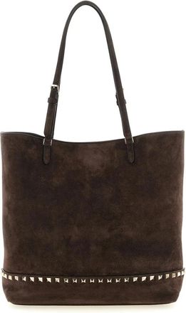 Valentino Garavani Rockstud Suede Schultertasche - - Bags - Damen - Braun - ONE SIZE
