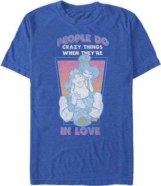 Disney Unisex Hercules Crazy Things Organic Short Sleeve T-shirt, Bright Blue, L