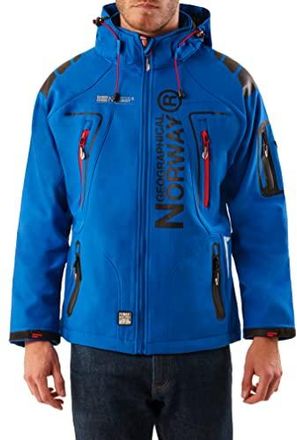 Geographical Norway Homme Coque Souple Fonctionnel Veste dextérieur Hydrofuge - Bleu - Bleu, Medium