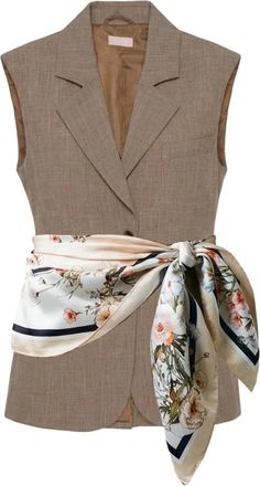 Liu Jo Femme, Vestes, Beige, Taille: 36 FR Gilet avec &eacute;charpe