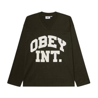 Obey Football Jersey Longsleeve Tee Rosin - - Tops - Herren - Gr&uuml;n - M