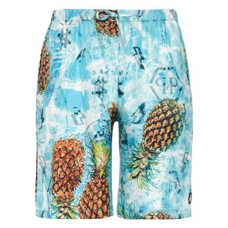 Philipp Plein Silk Shorts Pineapple Skies - - Shorts - Herren - Blau - L