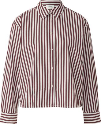 s.Oliver Gestreifte Baumwoll-Bluse mit Smok-Detail