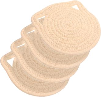 SOLUSTRE 4 Stück Teiliges Baumwollseil Platzsets mit Niedlichen Katzenohren Hitzebeständig und Dekorativ rutschfeste Tischmatten für Küche und Esszimmer Helles