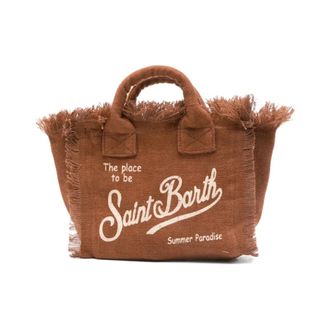 MC2 Saint Barth Femme, Sacs, Brun, Taille: ONE Size Vanity Mini Linen Tote Bag