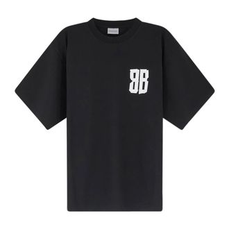 Balenciaga Glitter Tape Oversized T-Shirt - - Tops - Damen - Schwarzk - M