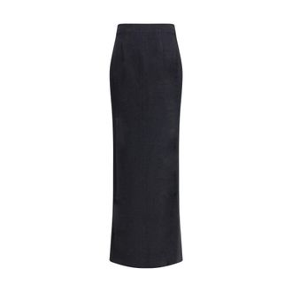 Alessandra Rich Womens Black Wool Long Skirt