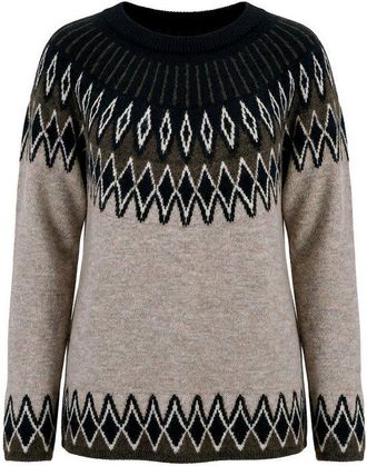 Ulla Popken Strickpullover Pullover Norwegermuster Rundhals Langarm
