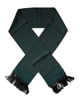 Dolce & Gabbana Mens Dark Green Fantasy Fringes Neck Wrap Scarf Silk
