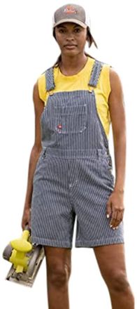 Dickies Damen 17,8 cm Lange Träger Latz-Shortalls, Gespülte Hickory-Streifen, X-Small