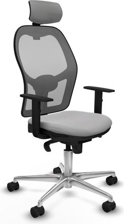 Piqueras y Crespo Grauer B&uuml;rostuhl mit 1D-Armlehnen, h&ouml;henverstellbarer Lendenwirbelst&uuml;tze und Kopfteil, h&ouml;henverstellbar und neigbar. Ausgestattet mit 5 Positionen. Gr