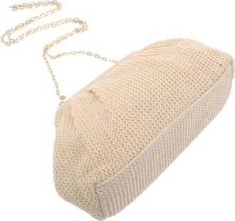 Frcolor Woven Clutch Purse For Women Handmade Knitted Evening Bag With Detachable Chain Pleated Dumpling Cloud Handbag For Formal Events Weddings Summer Beach