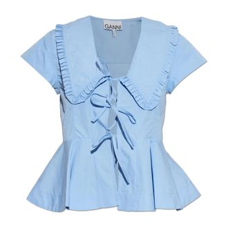 Ganni Damen, Blusen & Hemden, Blau, LGr&ouml;&szlig;e