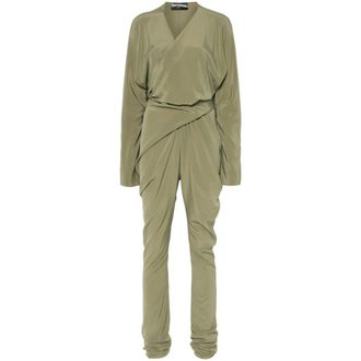 Cortana Tied Waist V-Neck Draped Jumpsuit - - Jumpsuits & Playsuits - Damen - Gr&uuml;n - M