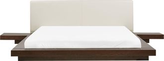 Beliani Wasserbett Kunstleder wei&szlig;/dunkle Esche Wasserbettmatratze 180 x 200 cm Zen