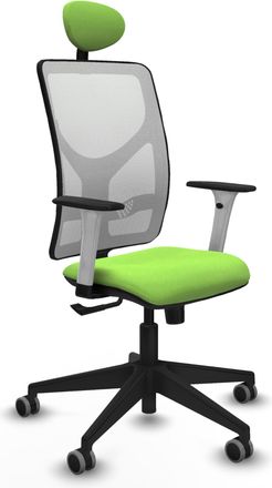 Piqueras y Crespo B&uuml;rostuhl mit schwarzen und wei&szlig;en Armlehnen, h&ouml;henverstellbare Lendenwirbelst&uuml;tze und festes Kopfteil, ausgestattet mit 3 Positionen, Wei&szlig;/Pistazie