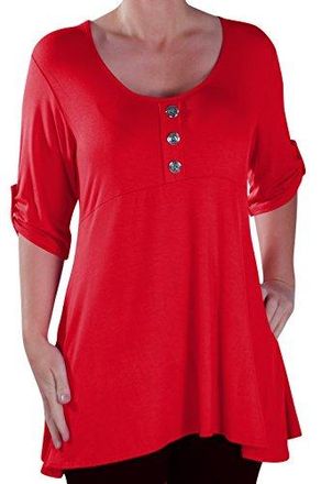 Eye Catch Eva Aux Femmes Bouton Avant Aavec Encolure D&eacute;gag&eacute;e Tunique Grande Taille Dames T-Shirt Long Tops