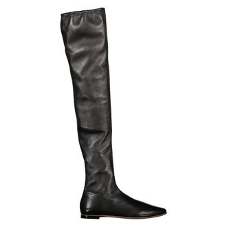 Bottega Veneta Overknee-Stiefel aus Leder mit Mandelzehen - - Shoes - Damen - Schwarzk - 35 EU