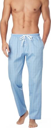 Novila Herren Pyjamahose blau Baumwolle kariert