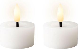 Lumineo LED Teelichter mit Timer 4,4x5cm Wachs 2 Stück - Wachskerzen mit 6 Stunden Timerfunktion - Echtwachskerze batteriebetrieben - Flammenlose Kerzen als T