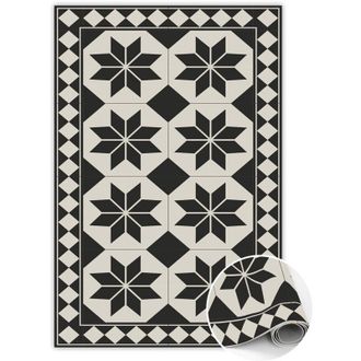 Tulup Tulup - Tapis Vinyl de Cuisine et Chambre en pvc - &Eacute;toiles noires et blanches - 140x210 cm