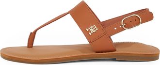 Tommy Hilfiger Damen Sandalen Leather Thong Zehentrenner, Braun (Cinnamon Bark), 37