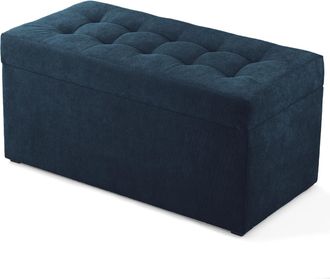 MG Design Polsterhocker 45 x 90 cm Marineblau mit Stauraum (ca. 100 l), Tragkraft bis zu 300 kg, ohne Montage und leicht zu reinigen, stabil - für Wohnzimmer, S